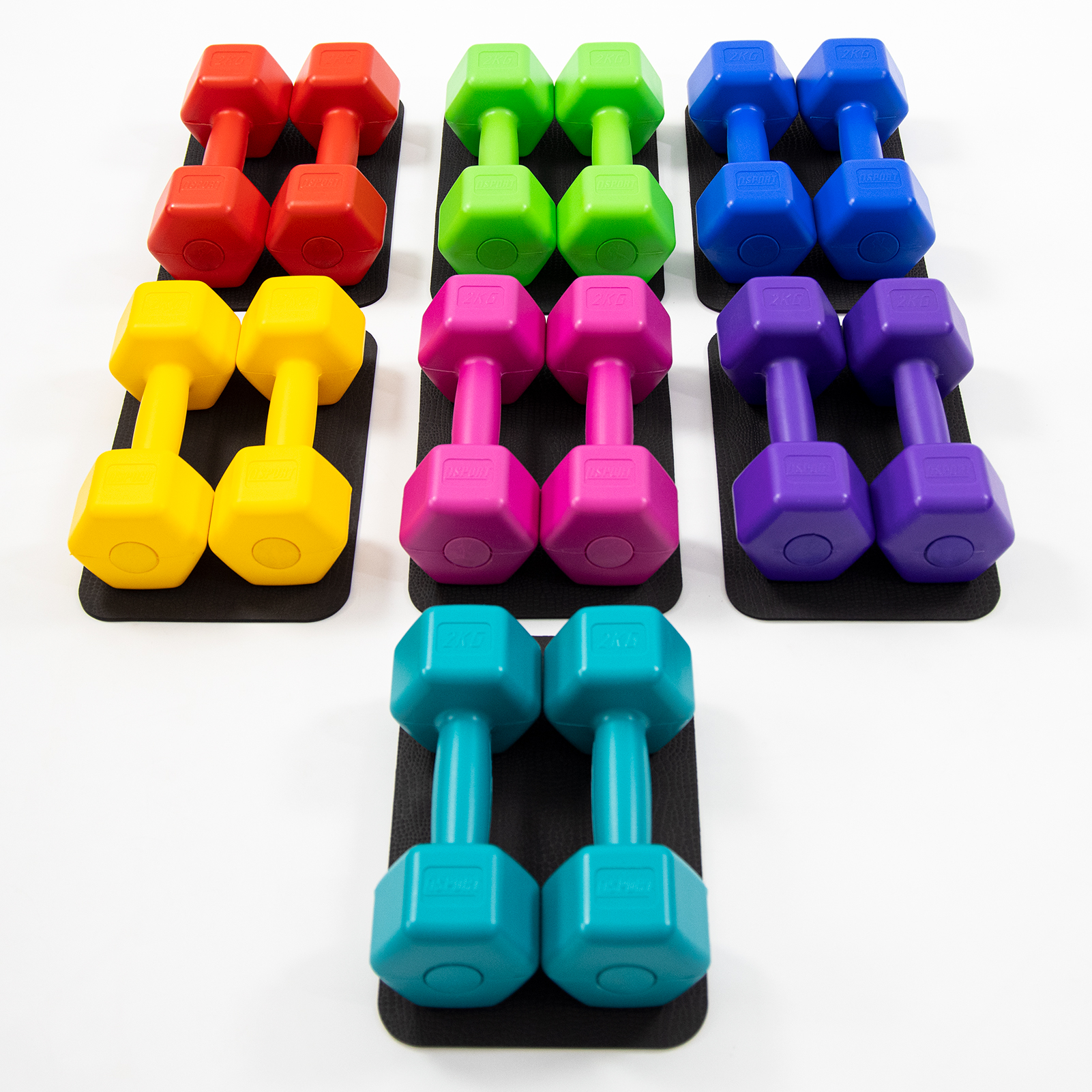 Гантелі для фітнесу пластикові цільні (нерозбірні) + килимок OSPORT ...